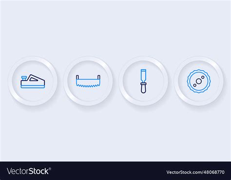 Set Line Circular Saw Blade Chisel Tool Two Vector Image