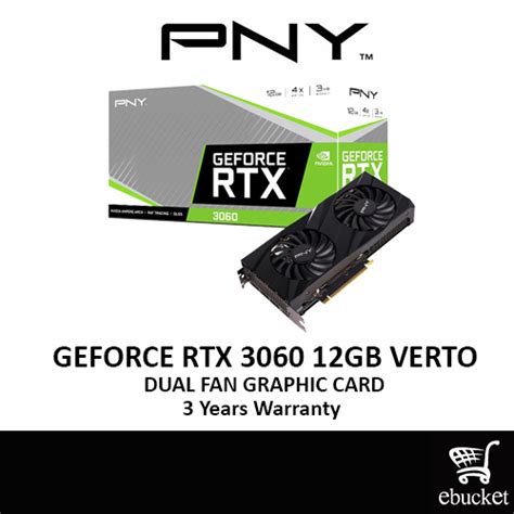 Pny Geforce Rtx 3060 12gb Verto Dual Fan Graphic Card Vcg306012dfbpb1
