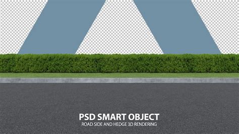 Premium Psd Realistic Road Side And Hedge 3d Rendering Of Isolated
