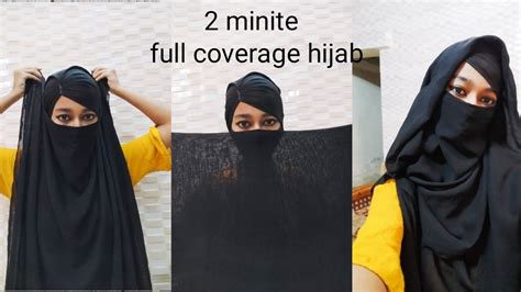 2 minite hijab tutorial || full coverage hijab with nikab || hijab tutorial ...