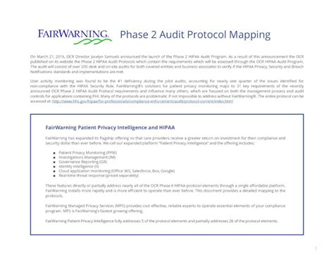 Pdf Phase 2 Audit Protocol Mapping Fairwarning · Announced Ocr