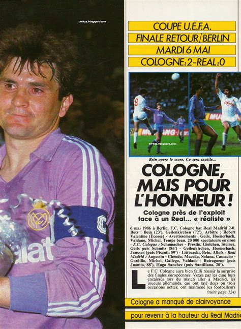Twb22 To Update Uefa Cup 1985 1986 Final Real Madrid Fc Köln Both Legs