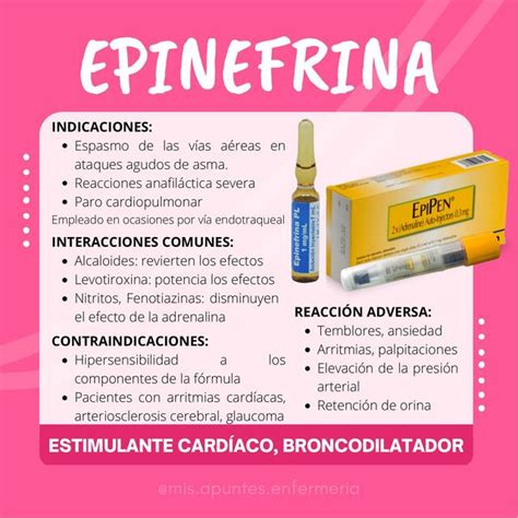 Epinefrina Mis apuntes Enfermería uDocz