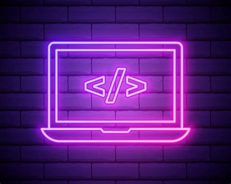 Premium Vector Coding Neon Iconprogramming Elements Of Browser Set Simple Icon For Websites