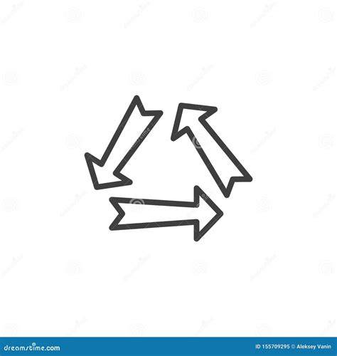 Three Way Direction Arrow Realistic Icon 3d Line Vector Illustration