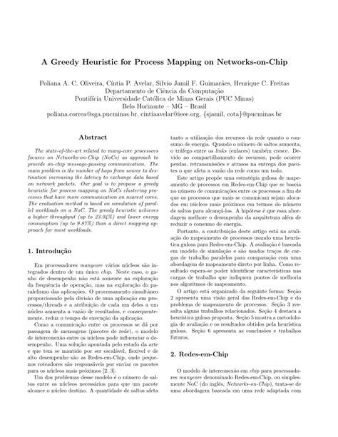 Pdf A Greedy Heuristic For Process Mapping On Networks On Chip