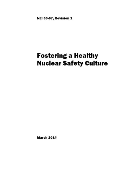 Nei 09 07 Safety Culture Rev 1 Pdf Nuclear Safety And Security