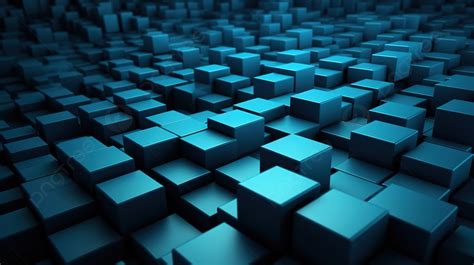 Blue Cubes On A Blue Background 3d Illustration Of Rows Of Blue Cubeset Of Squares On Monocrome