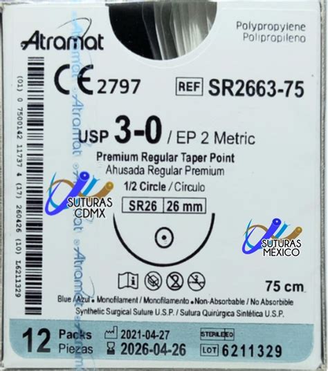 Polipropileno 3 0 Aguja Ahusada Premuim De 26 Mm Hebra 75 Cms Marca