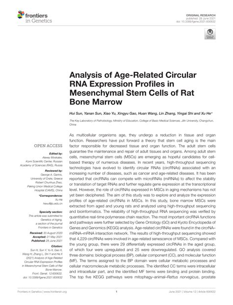 pdf analysis of age related circular rna expression profiles in