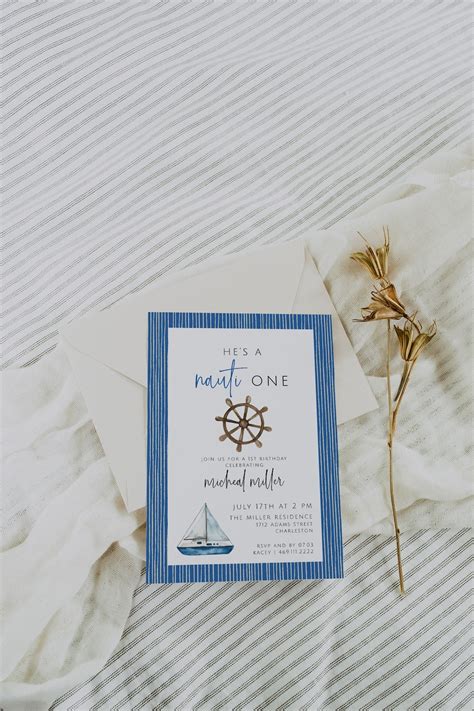 Nautical First Birthday Invitation Template Boat Birthday Party