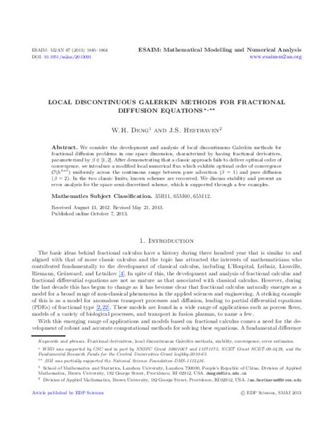 Pdf Local Discontinuous Galerkin Methods For Fractional Diffusion