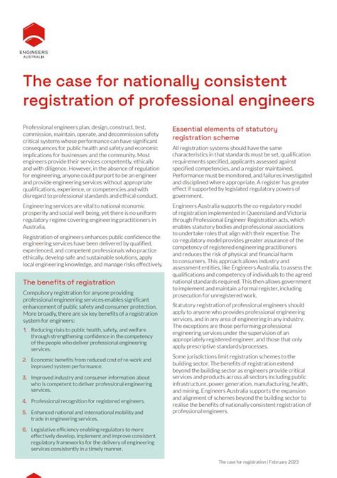 the case for nationally consistent registration engineers australia