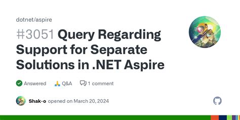 Query Regarding Support For Separate Solutions In Net Aspire · Dotnet