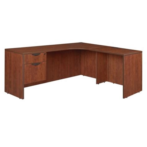 Legacy 71 Single Pedestal Right Corner Credenza With 35 Return Cherry