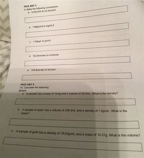 Solved B A Sample Of Water Has A Volume Of ML And A Chegg Com