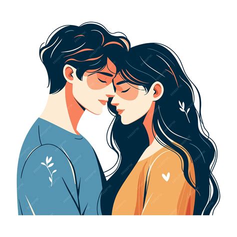Premium Vector Romantic Couple Lovers Vector Illustration Happy Young Male Female Couple