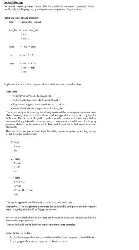 Solved Do The Followingdown Load Parserzip From Canvas