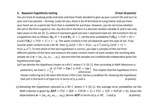 Bayesian Hypothesis Testing Total Points You Chegg