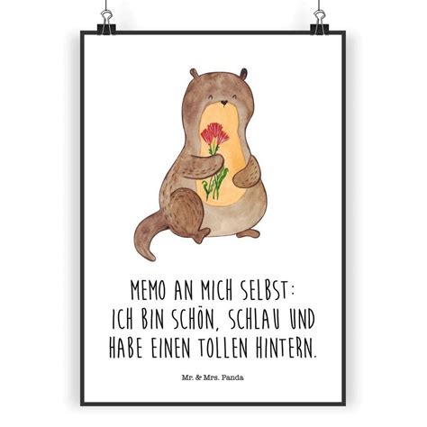 Mr And Mrs Panda Poster Din A5 Otter Blumenstrauß Weiß Geschenk