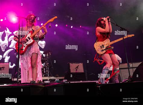 Hester Chambers Left And Rhian Teasdale Of Wet Leg Perform At The