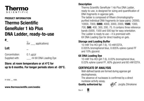 Generuler 1kb Plus Dna Ladder Product Information