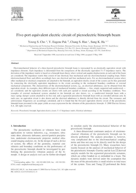pdf five port equivalent electric circuit of piezoelectric bimorph