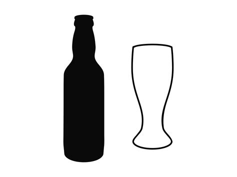 Beer Bottle Silhouette Beer Glass Svg Cutting File Clipart Etsy
