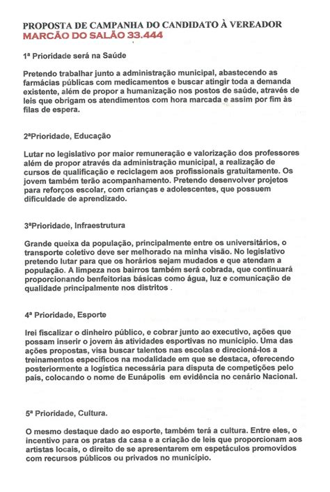PROPOSTA DE CAMPANHA DO CANDIDATO A VEREADOR MARCÃO DO SALÃO 33 444