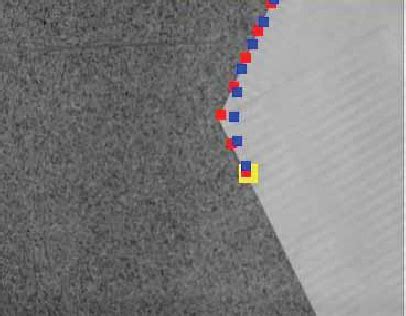 View From The Robot Mounted Camera Sensed Edge Points Red And The