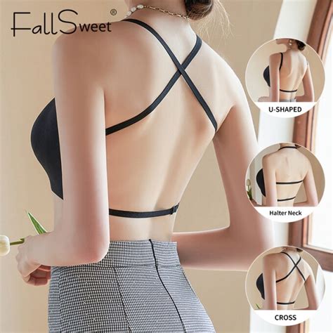 Fallsweet Womens Sexy Backless Bras Seamless Wire Free Bralette Push