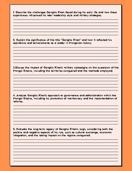 Genghis Khan Reading Comprehension Worksheet By Historys Greatest Hits