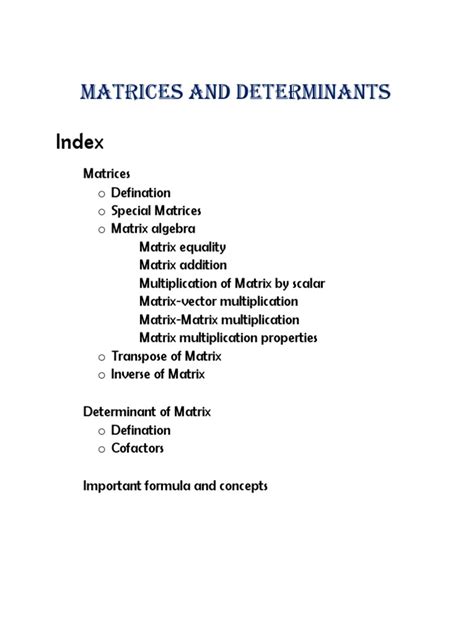 matrices and determinant pdf matrix mathematics determinant