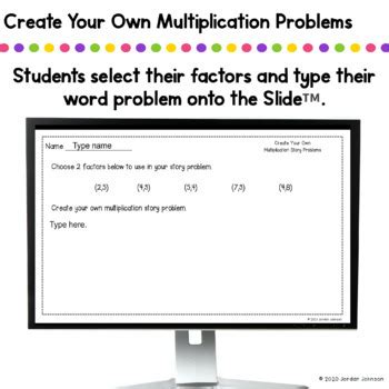Digital Create Your Own Word Problem By Team J S Classroom Fun Jordan Johnson