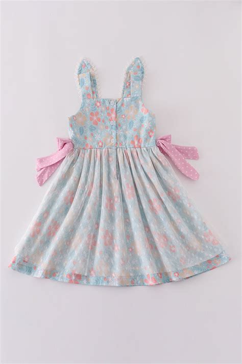 Premium Green Bunny Bow Floral Dress Honeydew Usa