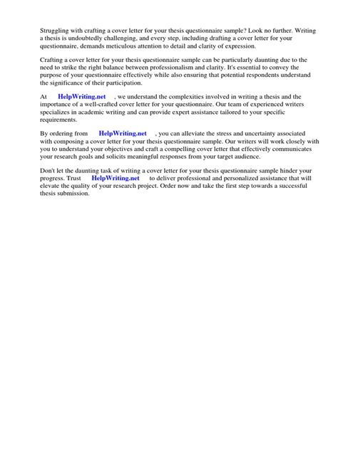 Cover Letter For Thesis Questionnaire Sample Download Free Pdf Thesis Survey Methodology