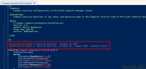 Comparing Security Baselines In Endpoint Manager Using Powershell And
