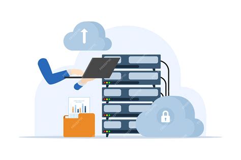 Premium Vector Vector Illustration Of Cloud Computing Concept In A Data Center For Online File
