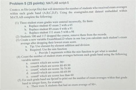 solved problem 5 25 points matlab script 5 create a m