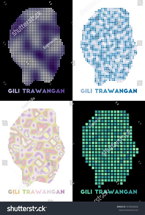 길리 트라완간 지도 도선 모양의 Gili 스톡 벡터로열티 프리 1818636026 Shutterstock