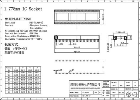 1778mm Pitch Ic Socket Dip Square Hole Pin Header Connector 3a Current