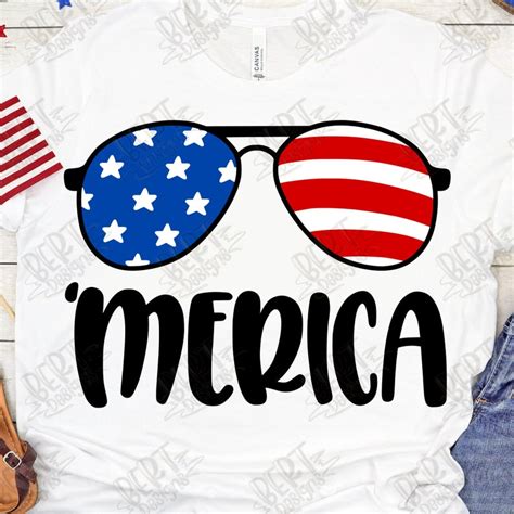 Merica Svg Cut File For Cricut Silhouette American Flag Sunglasses Svg