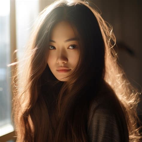 Photo Smiling Lady With Deep Green Eyes And Long Brown Hair Generated