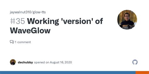 Working Version Of Waveglow Issue Jaywalnut Glow Tts Github