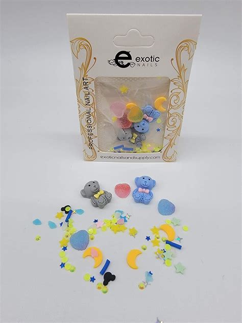 Kawaii Exotic Nails Osito Azul Confeti Brenda Glam Nails
