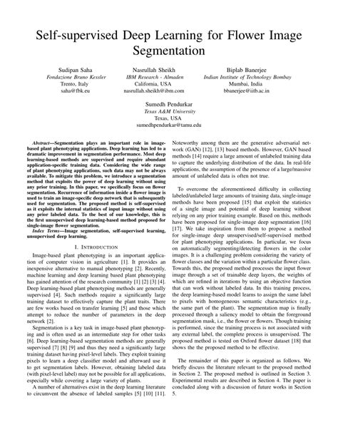 PDF Self Supervised Deep Learning For Flower Image Segmentation