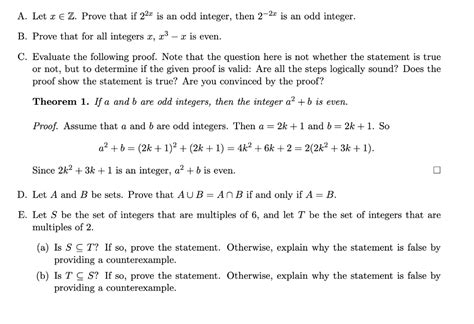 Solved A Let X € Z Prove That If 22 Is An Odd Integer