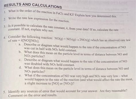 Solved 2 Write The Rate Law Expression For The Reaction 3