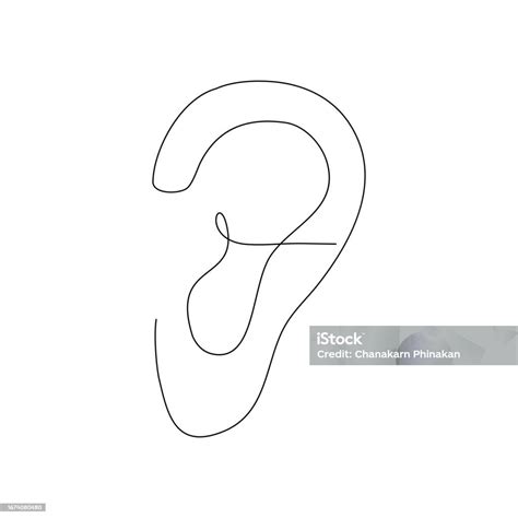 Dessin Au Trait Continu De Loreille Sur Fond Blanc Vecteurs Libres De