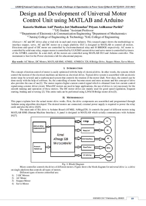 Pdf Design And Development Of Universal Motor Control Unit Using Matlab And Arduino